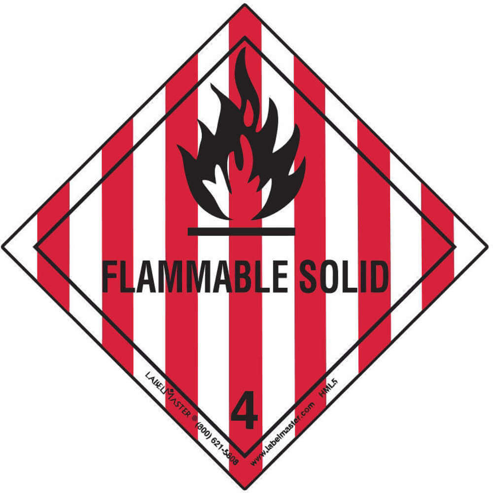 Labelmaster Hmsl50 | 35zk15 | Flammable Solid Label 100mm X 100mm 500 ...