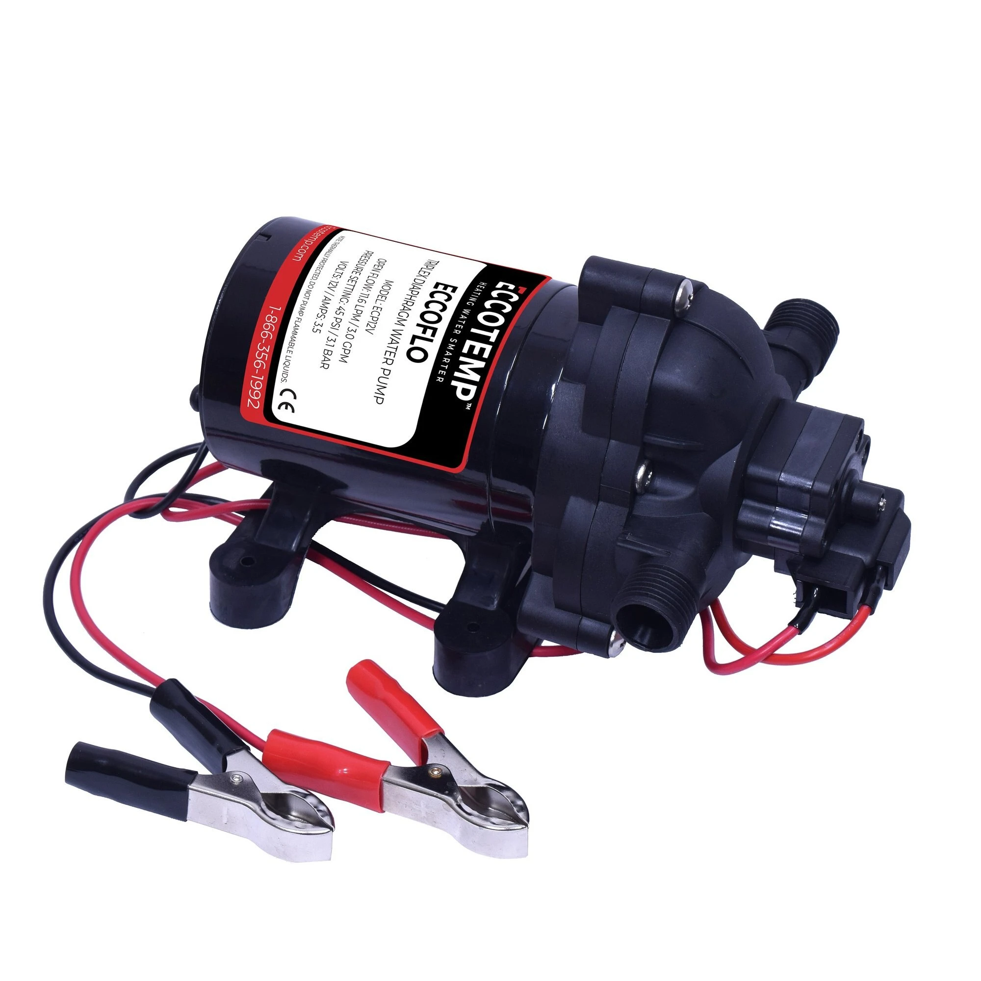 Eccotemp Ecp12v | Eccoflo Triplex Diaphragm 12v Water Pump And Strainer ...